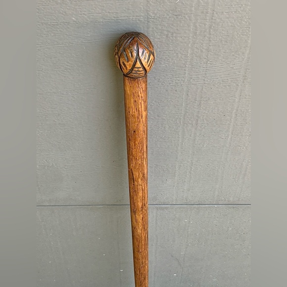 Art | Antique Artisan Hand Crafted Chestnut Ball Pommel Walnut Walking ...